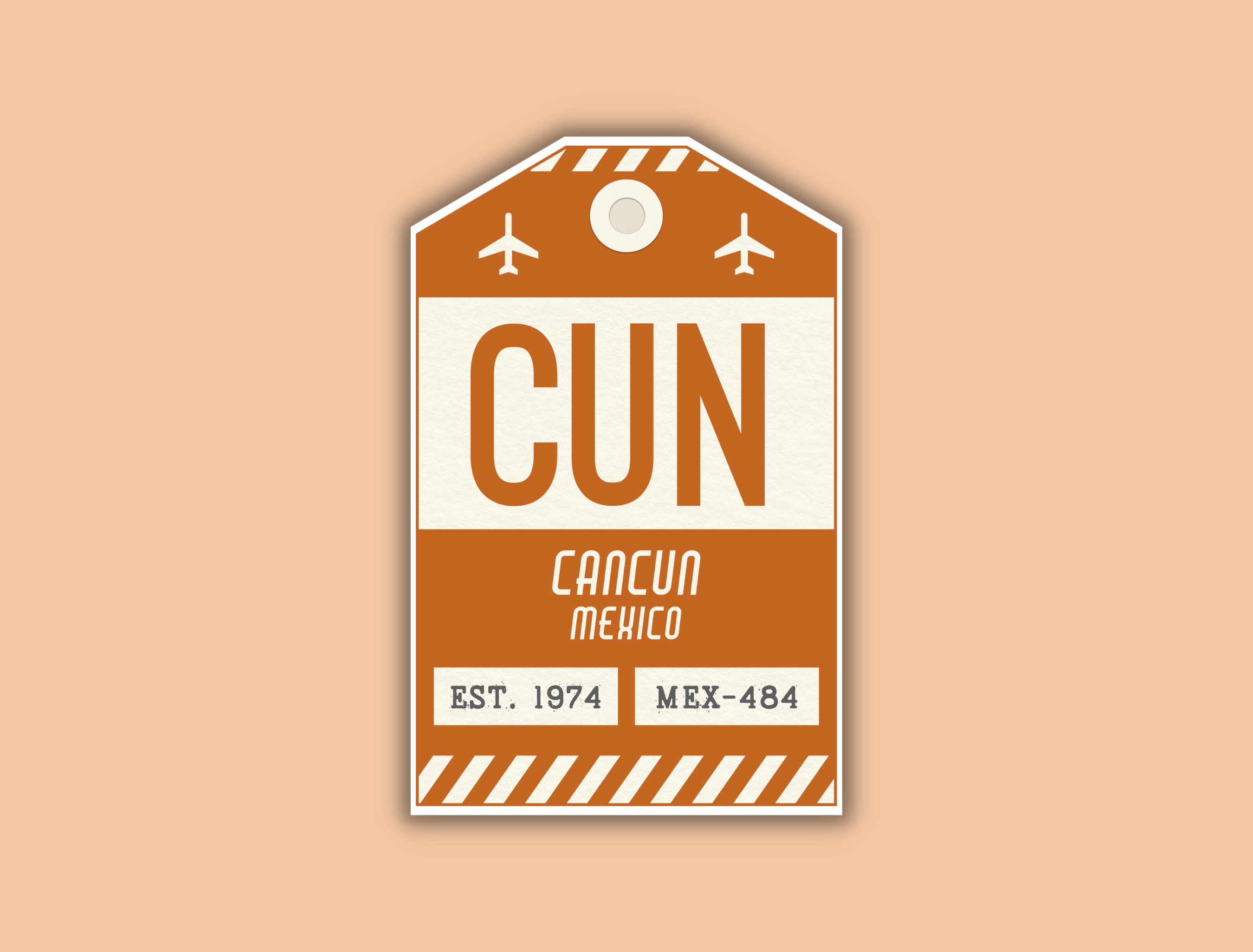 CUN Cancun Mexico Luggage Tag Sticker / Airport Code Baggage Decal ...