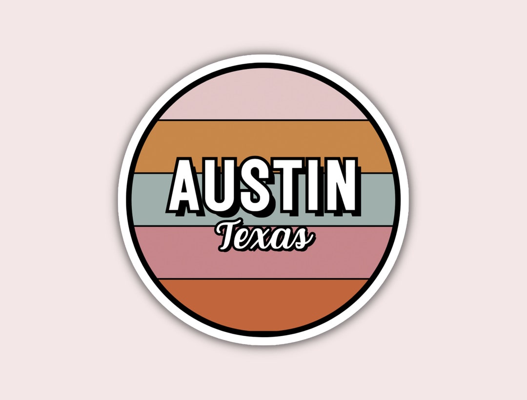 Austin Texas Travel Sticker, 2.5" Multiple Colors, Vinyl Laptop Water ...