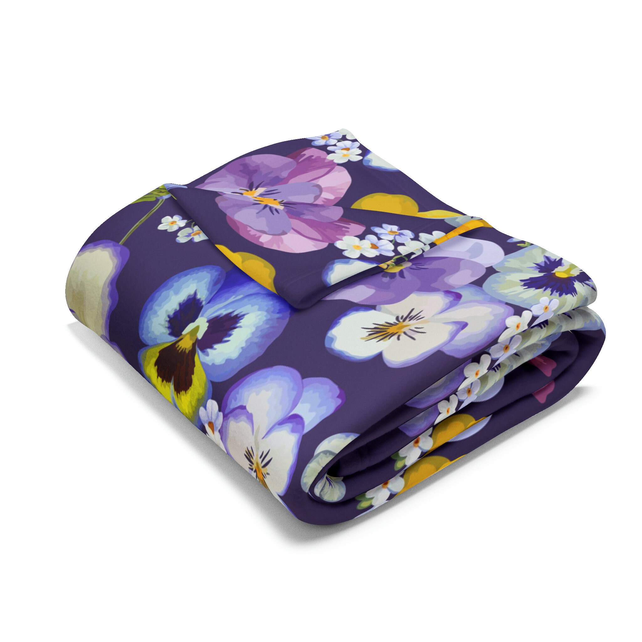 Fleece Blanket With Violets Birth Flower for February, Blanket Pansies ...