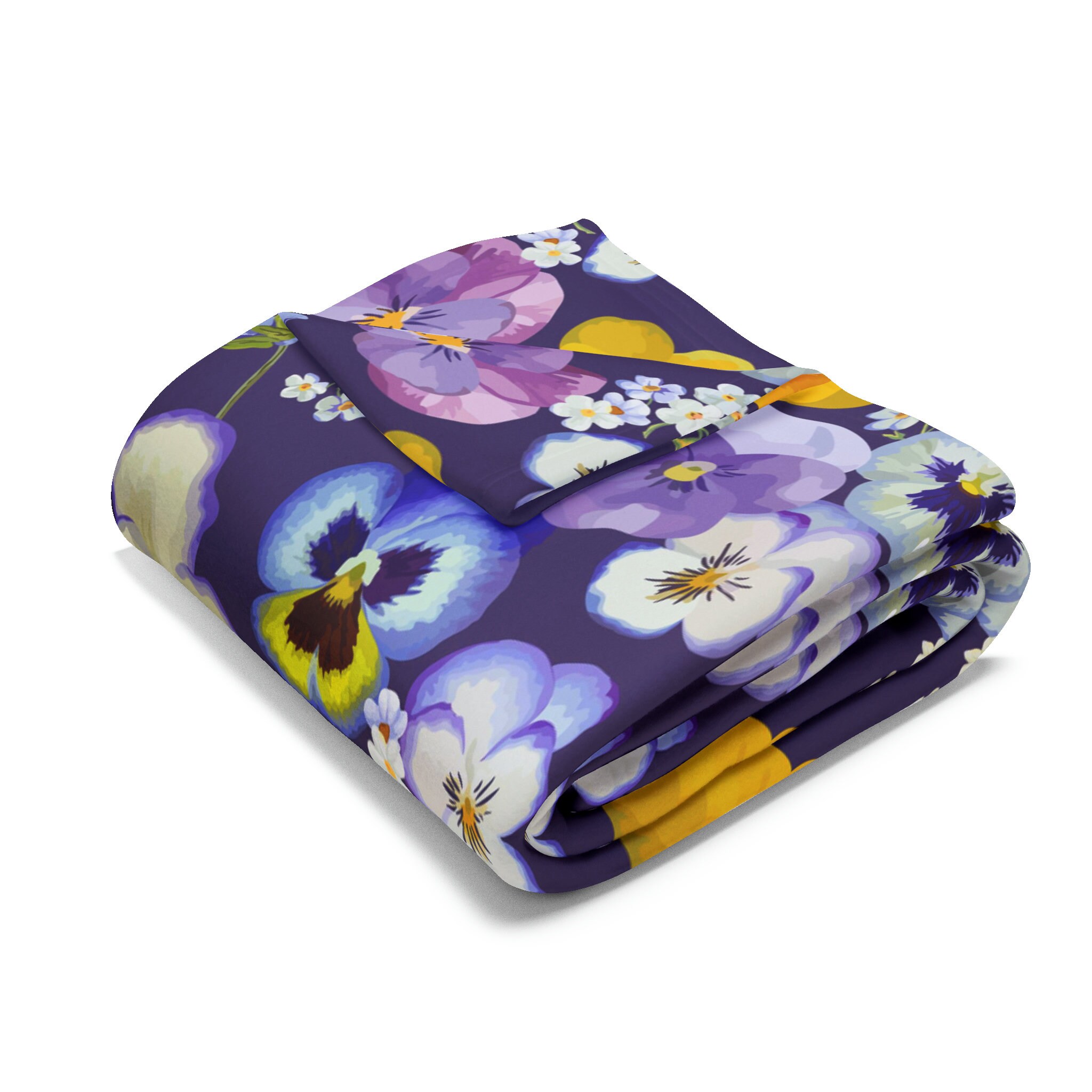 Fleece Blanket With Violets Birth Flower for February, Blanket Pansies ...
