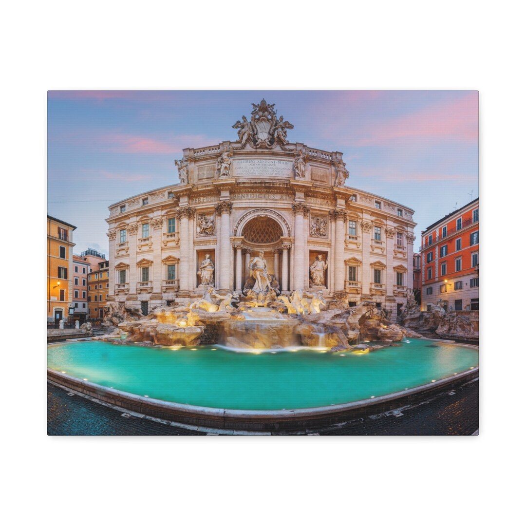 Painting Rome Fountain Di Trevi, Print on Canvas, Art Deco Painting ...