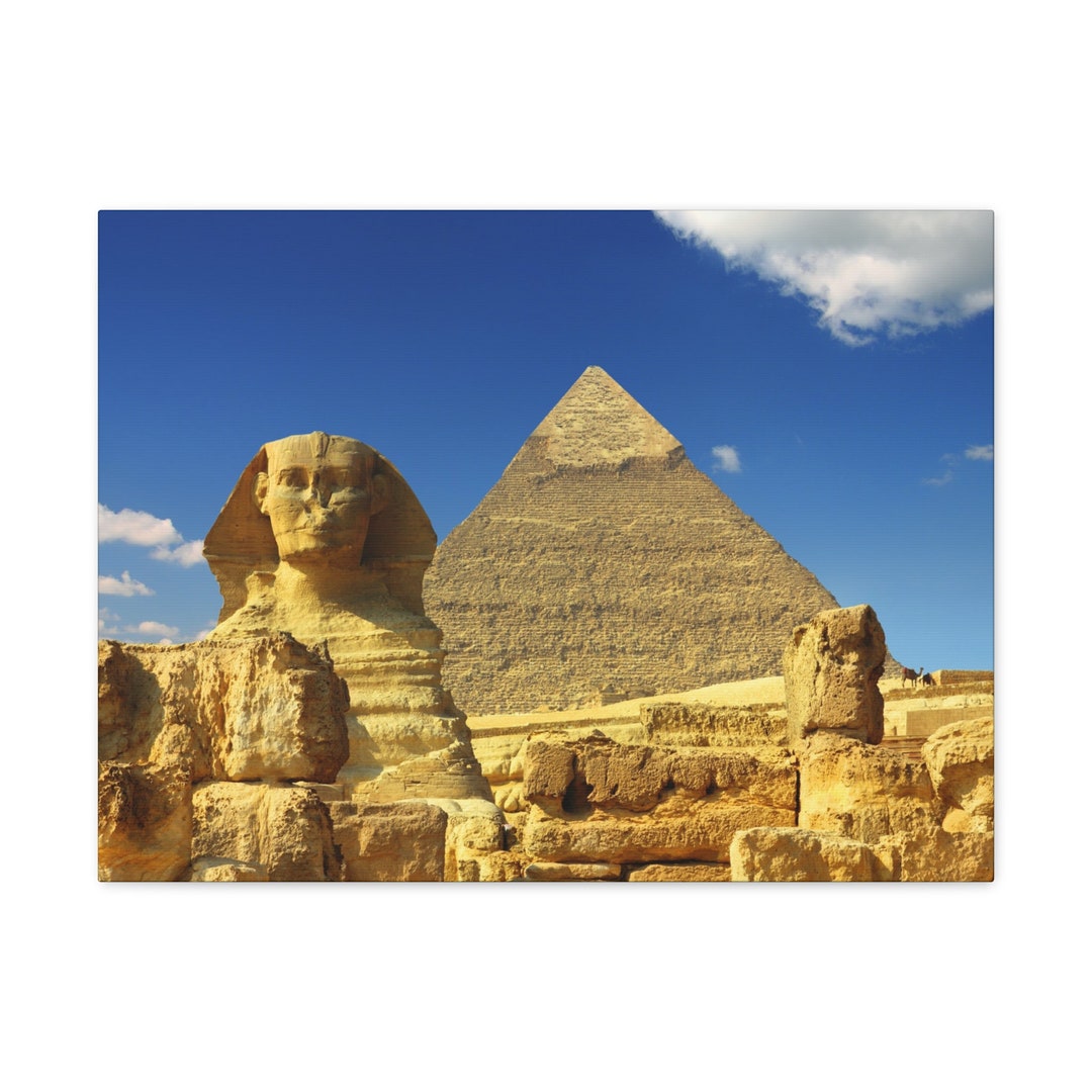 Painting the Great Sphinx of Giza, Print on Canvas, Wall Art Pyramids ...