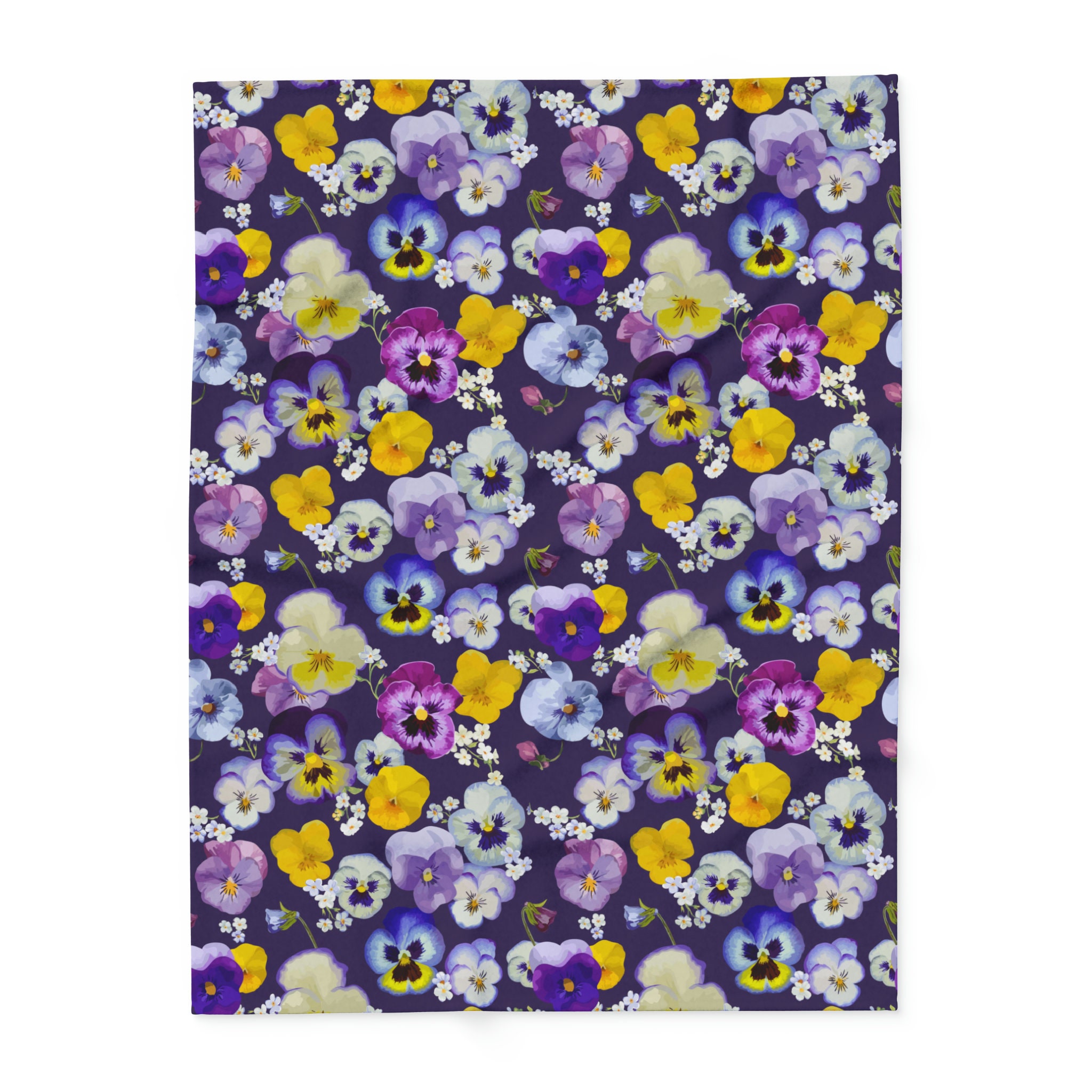 Fleece Blanket With Violets Birth Flower for February, Blanket Pansies ...