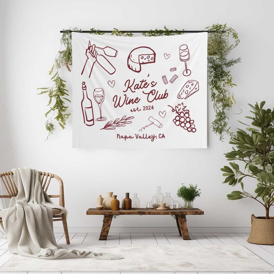 Custom Wine Bachelorette Banner Winery Bachelorette Party Tapestry Wine ...