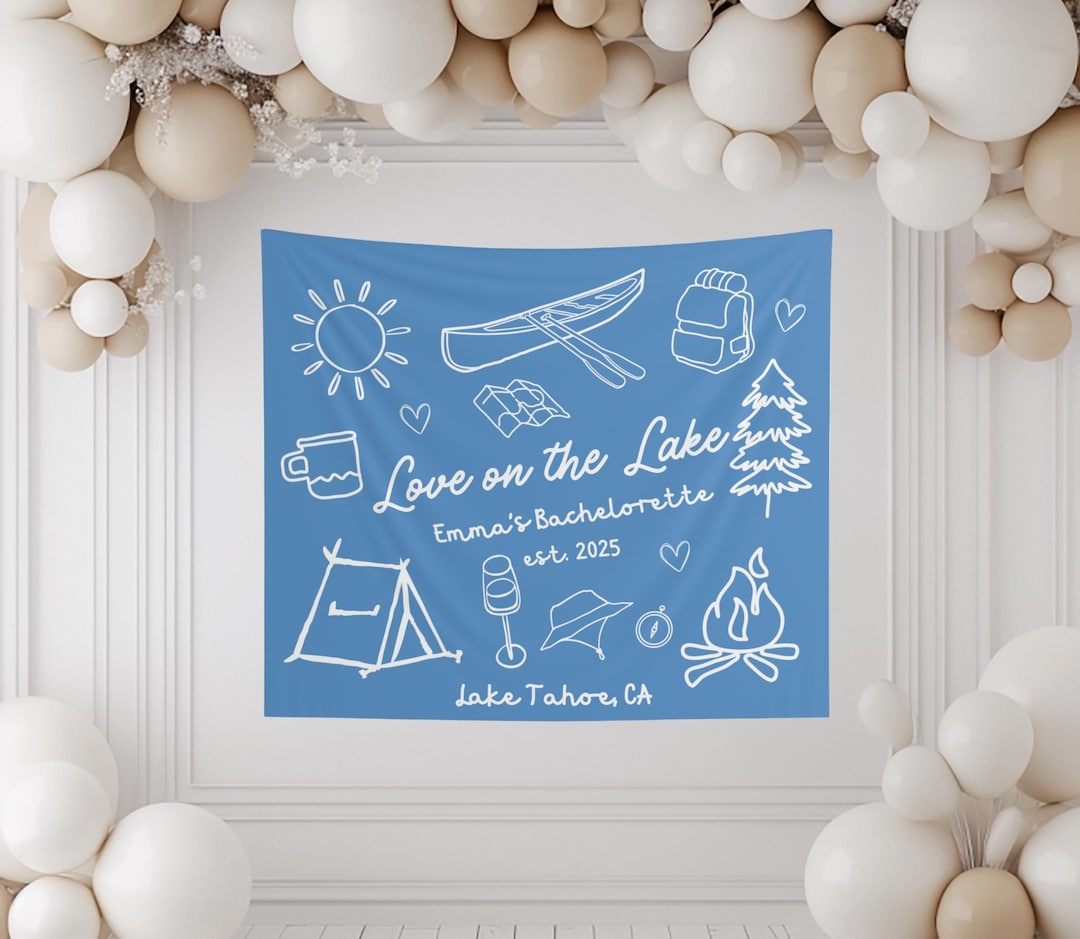 Custom Love on the Lake Banner Personalized Lake Bachelorette Tapestry ...