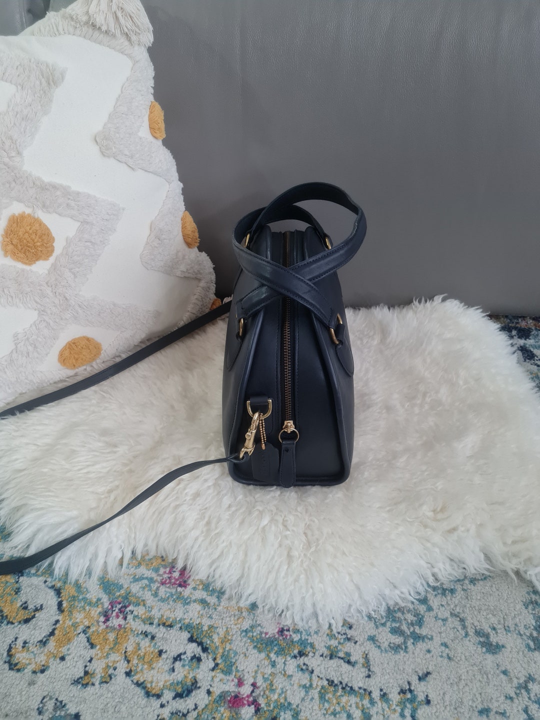 Navy Vintage Coach Chadwick Satchel 9928 - Etsy