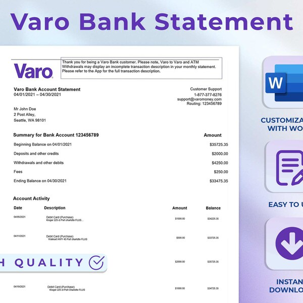 Blank Bank Statement - Etsy