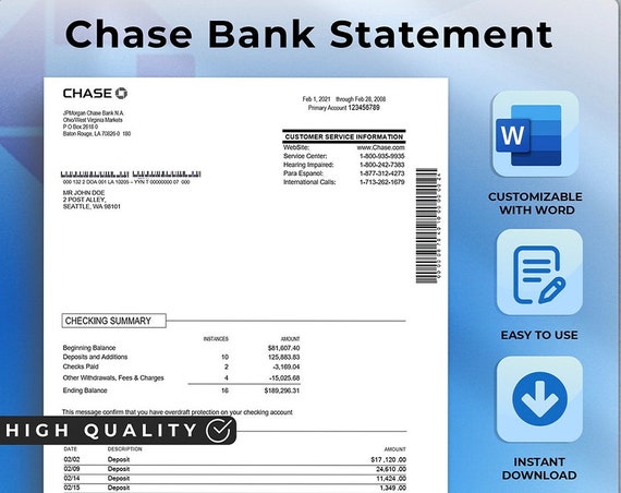 Chase Bank Statement Sample