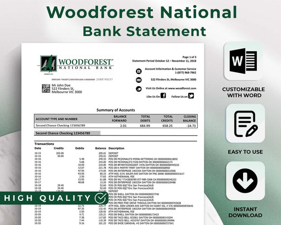 Personal Bank Statement Template