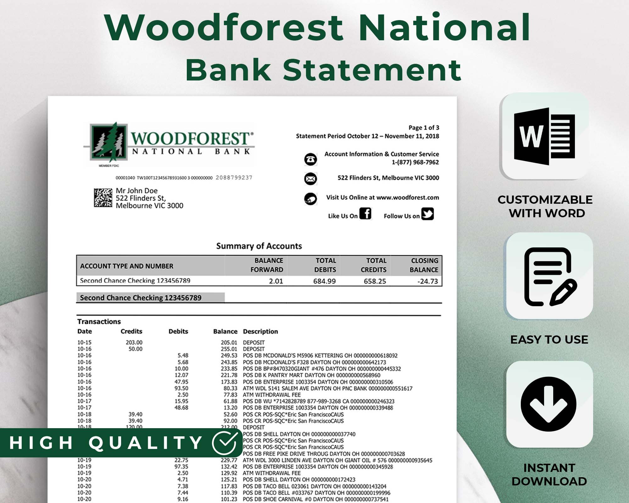 Hsbc Bank Statement Template