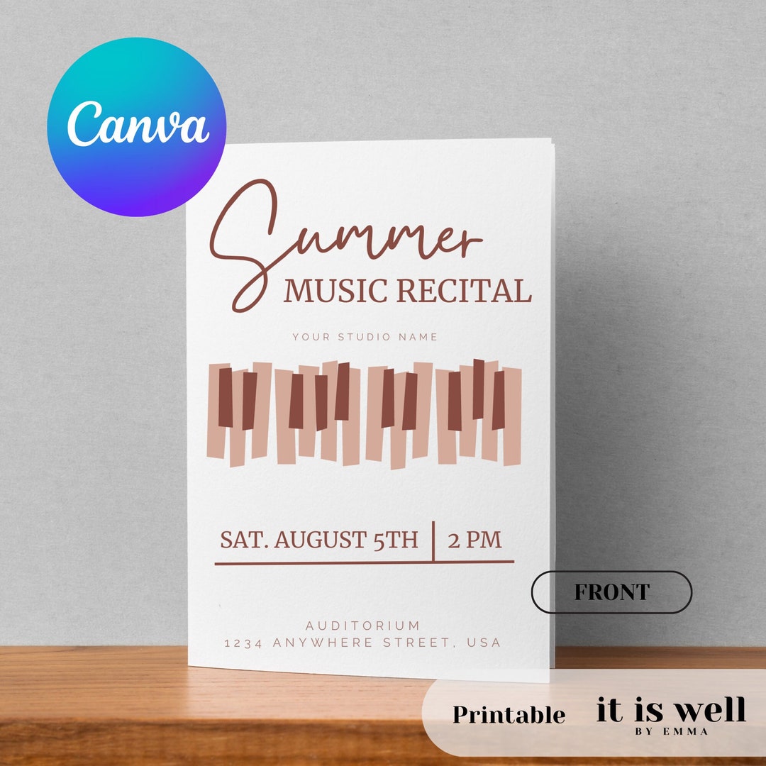 EDITABLE Recital Program Template-music,piano,voice Studio-instant ...