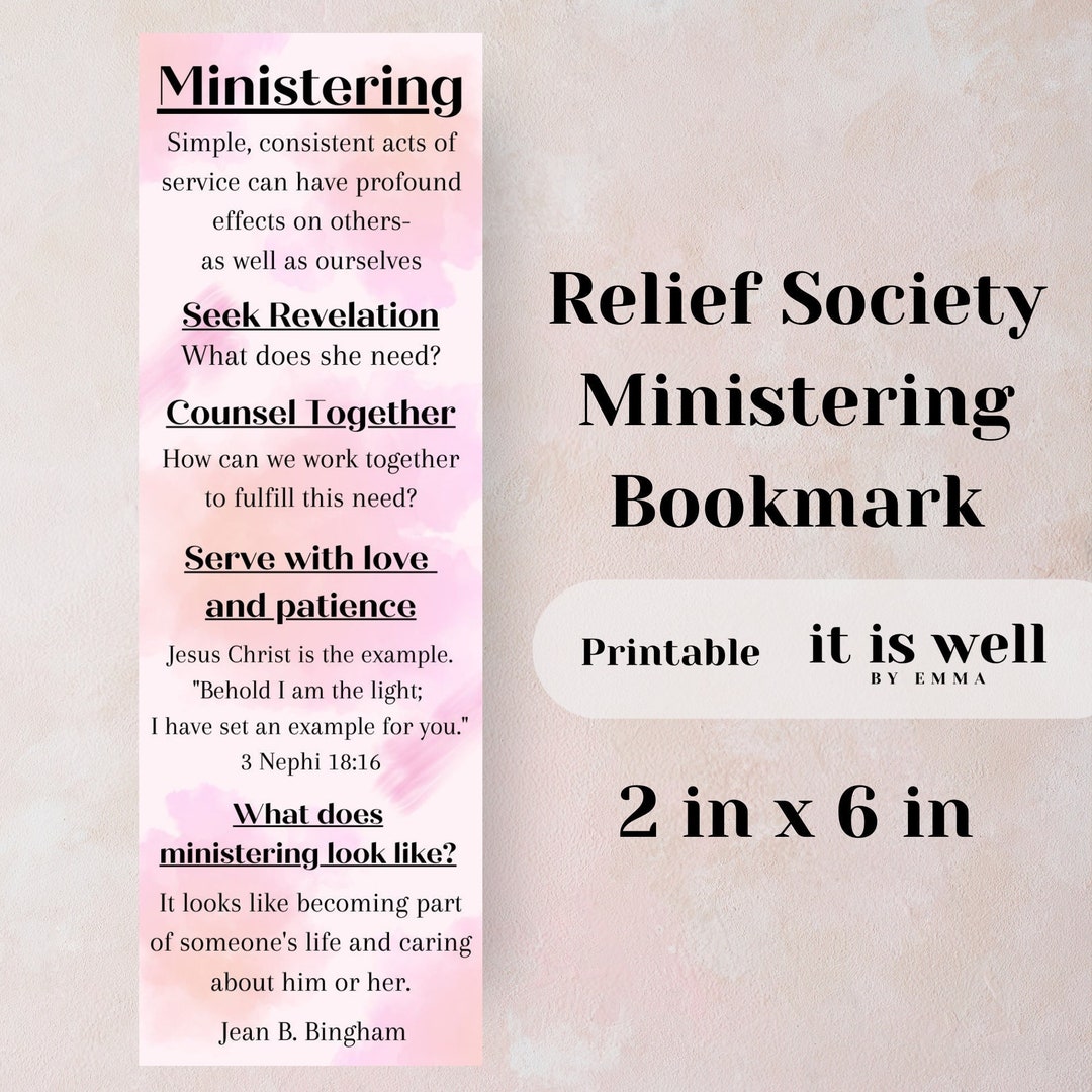 Relief Society Ministering Bookmark Printable Handout, What Does ...