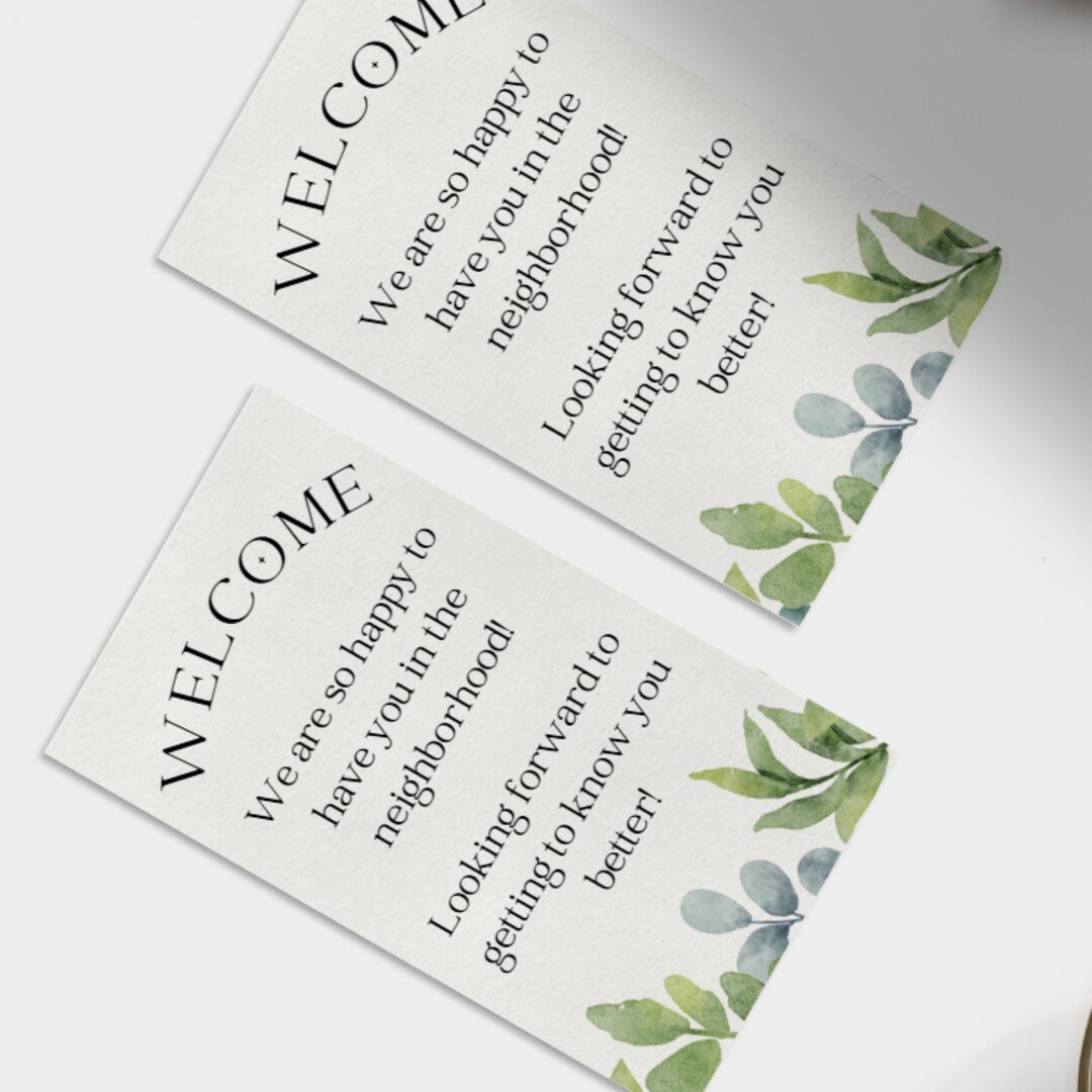 Welcome Neighbor Gift Tag, Gifts for Neighbors, New Neighbor, Greenery ...