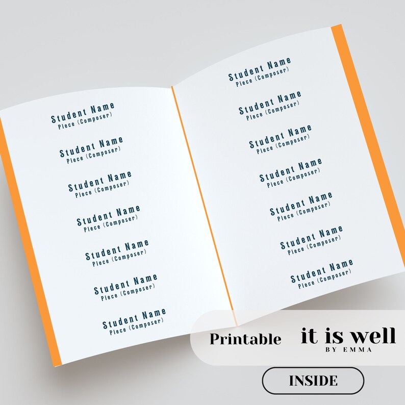 EDITABLE Recital Program Template-music,piano,voice Studio-instant ...