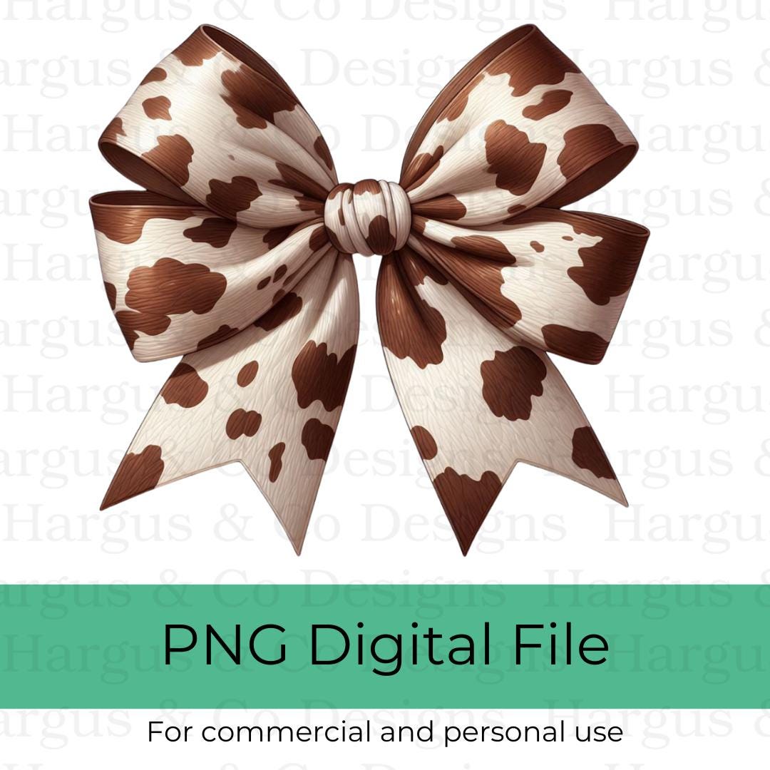 Cow Print Bow PNG | Coquette Bow PNG for Cow Print Sublimation, Cowgirl ...