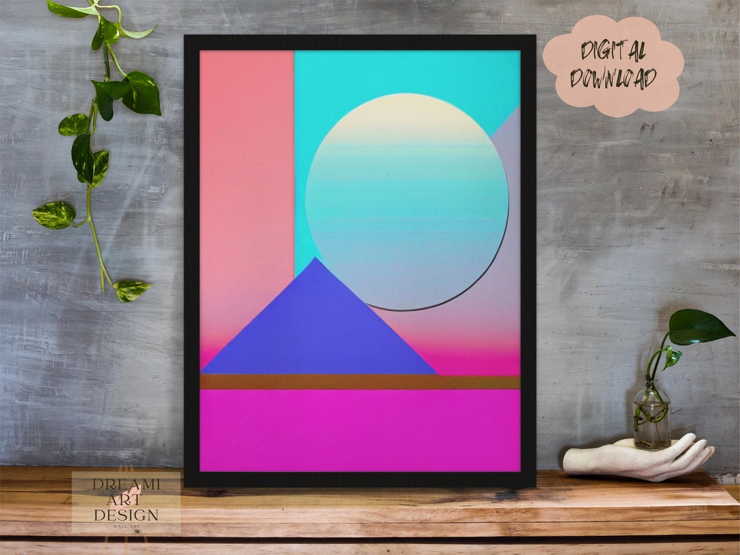 Vaporwave Abstract Retro Themed Art Piece, Abstract Simplistic Modern ...