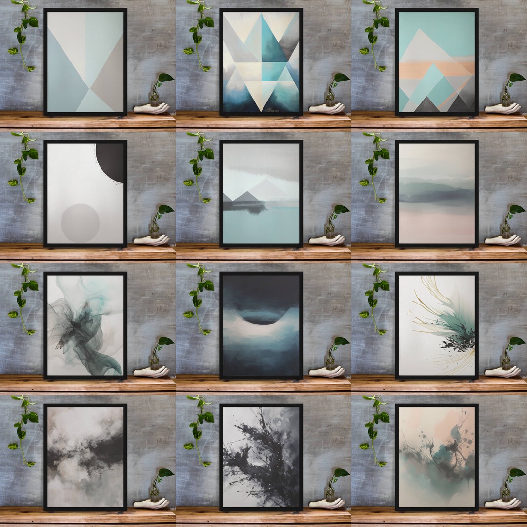 Geometric Modern Simplistic Art Pieces, 12 Piece Wall Gallery Set ...