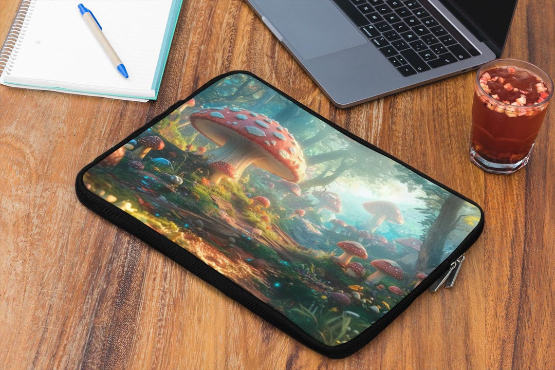Fantasy Forest Filled With Mushrooms Design Laptop Sleeve, Cute ...