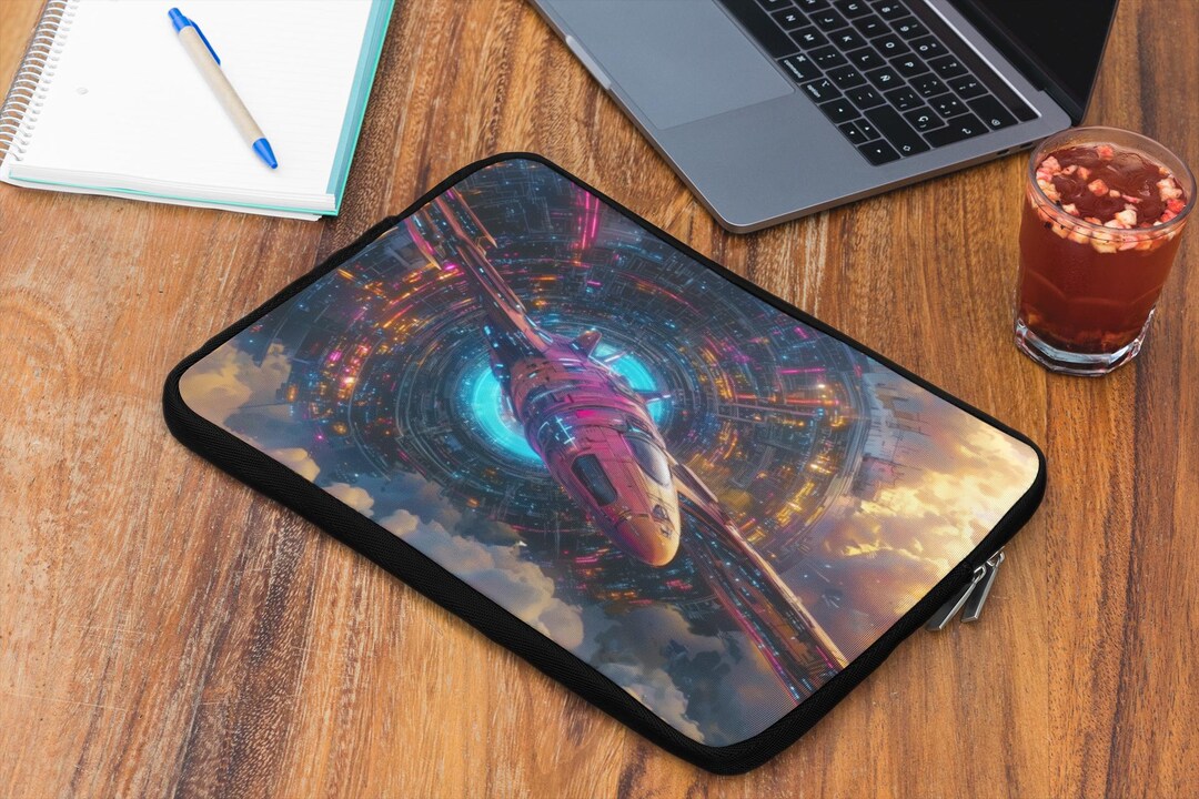 Starship Entering the Quantum Gate Design Laptop Sleeve, Cute Aesthetic ...