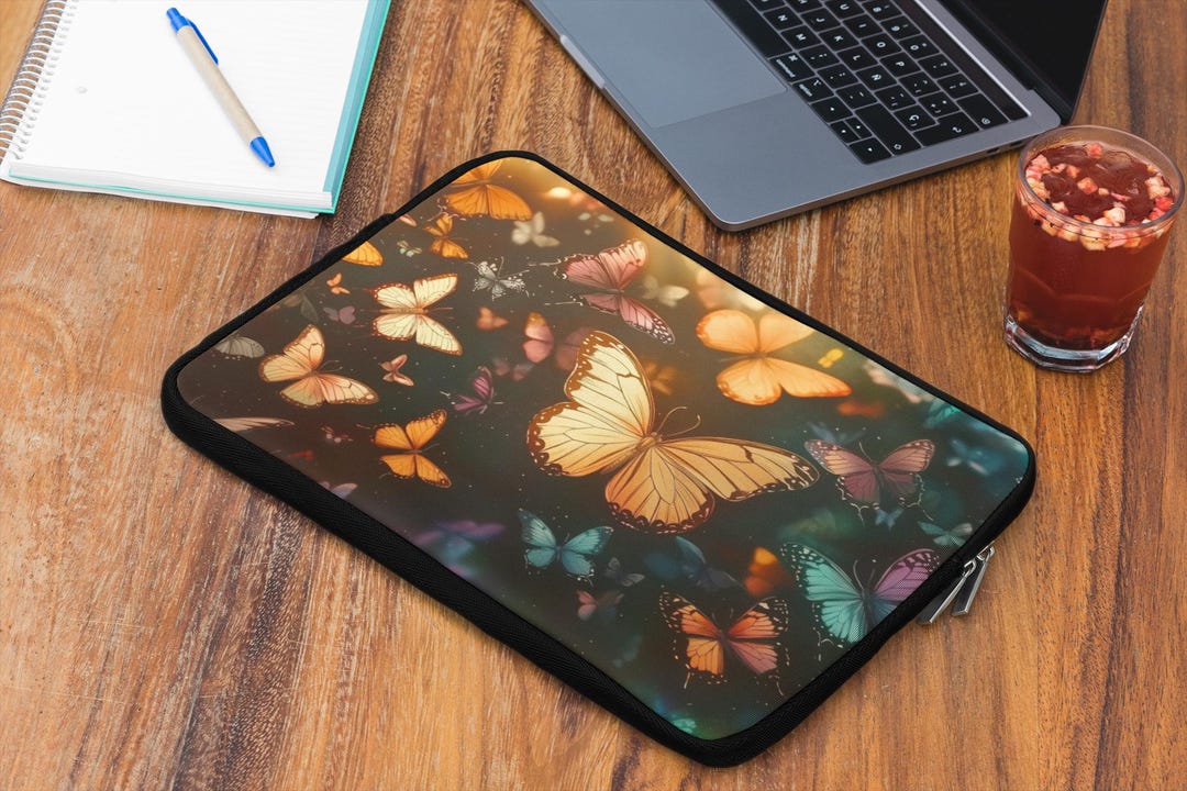 Magical Swarm of Vibrant Butterflies Design Laptop Sleeve, Cute ...