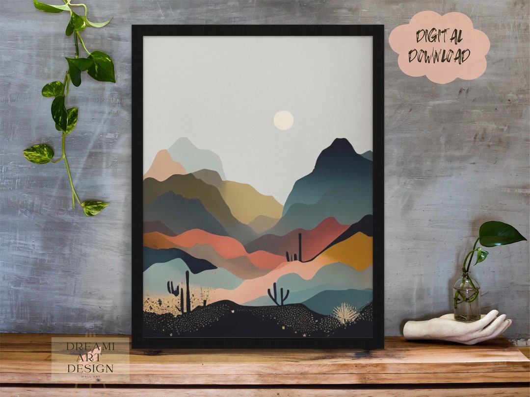 Layered Multi-colored Mountain Range Art Piece, Modern Abstract ...