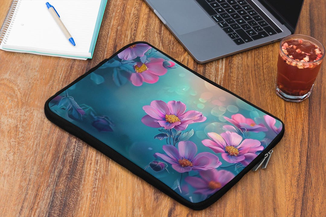 Petal Rain on White Breeze Design Laptop Sleeve, Cute Aesthetic ...