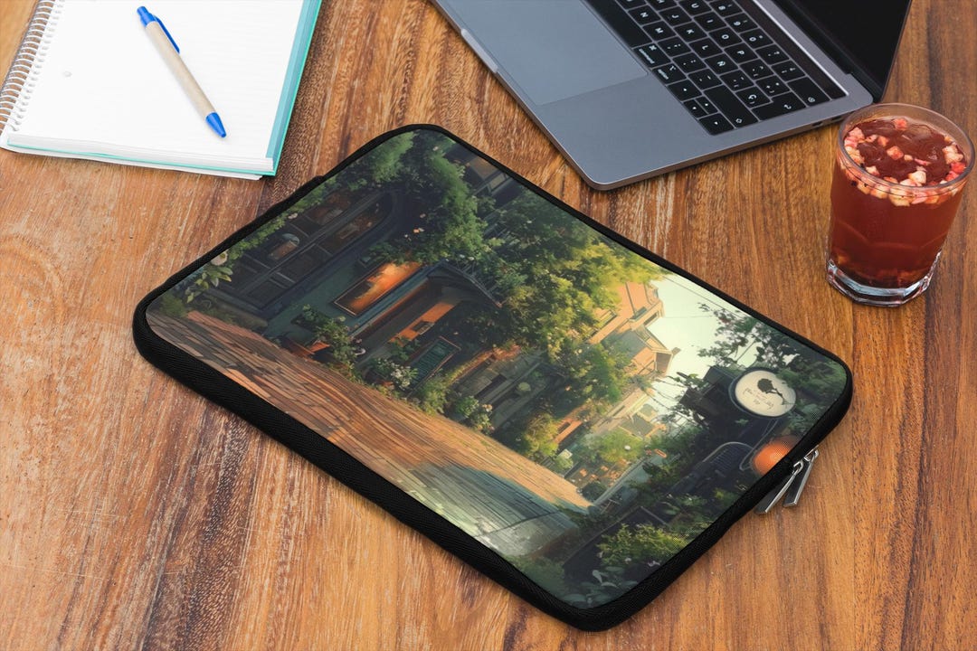 Street Garden in Quiet Glow Design Laptop Sleeve, Cute Aesthetic ...