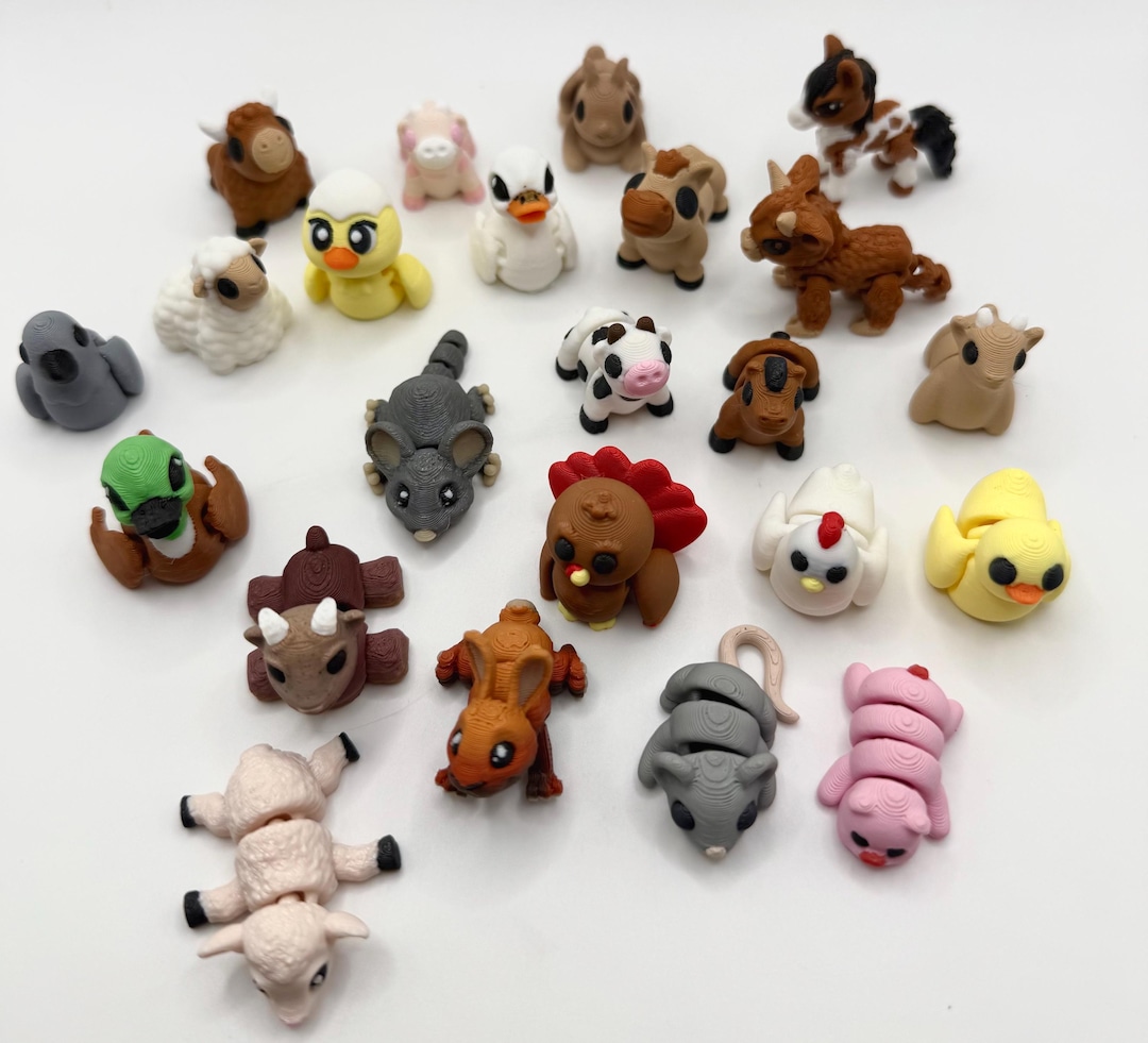 3D Printed Random Mini Articulated Animals - Farm Animals - Etsy
