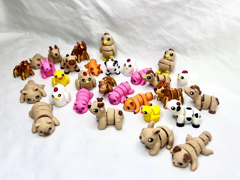 3D Printed Random Mini Articulated Animals Farm Animals - Etsy