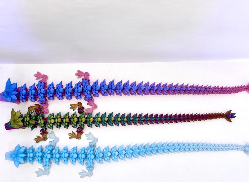 3D Printed Articulated Crystal Dragon - Etsy