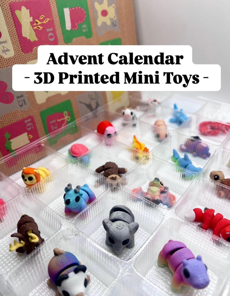 Advent Calendar With - Random - 3D Printed Mini Animals for Christmas ...