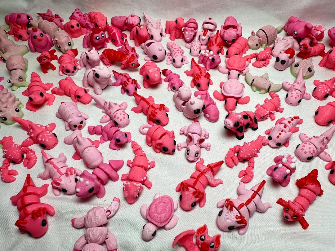 3D Printed Random Mini Articulated Animals - Pink Animals - Etsy