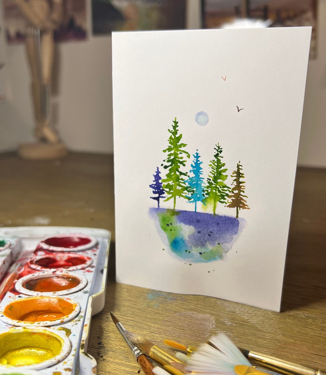 Hand Painted Watercolor Greeting Card With Envelope Blank Inside - Etsy