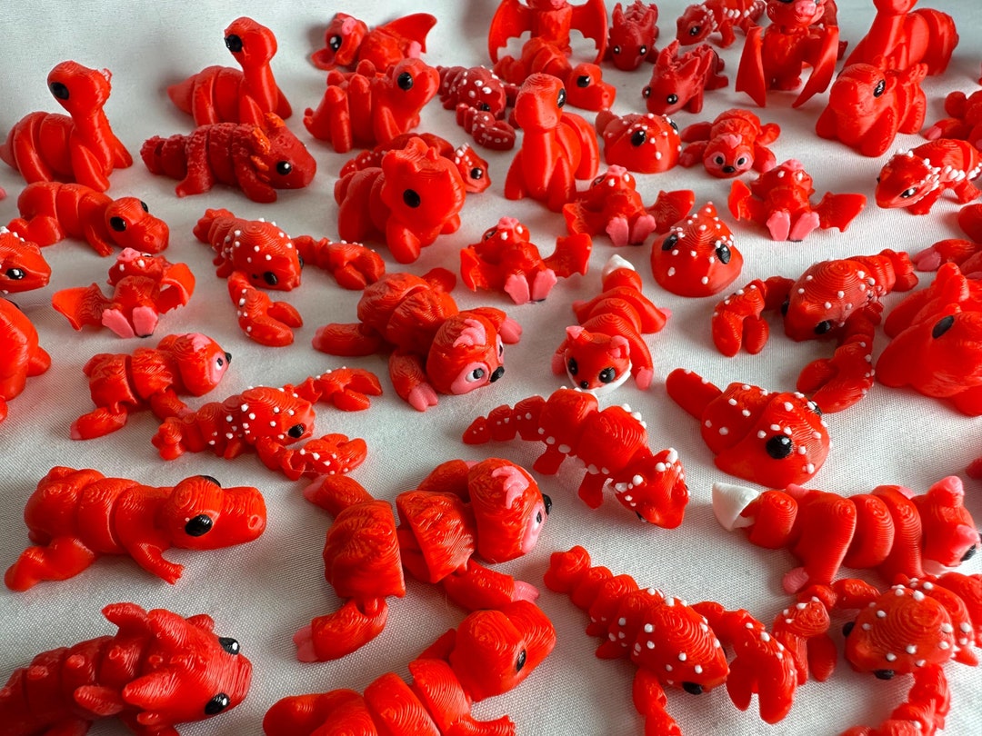 3D Printed Random Mini Articulated Animals - Red Animals - Etsy