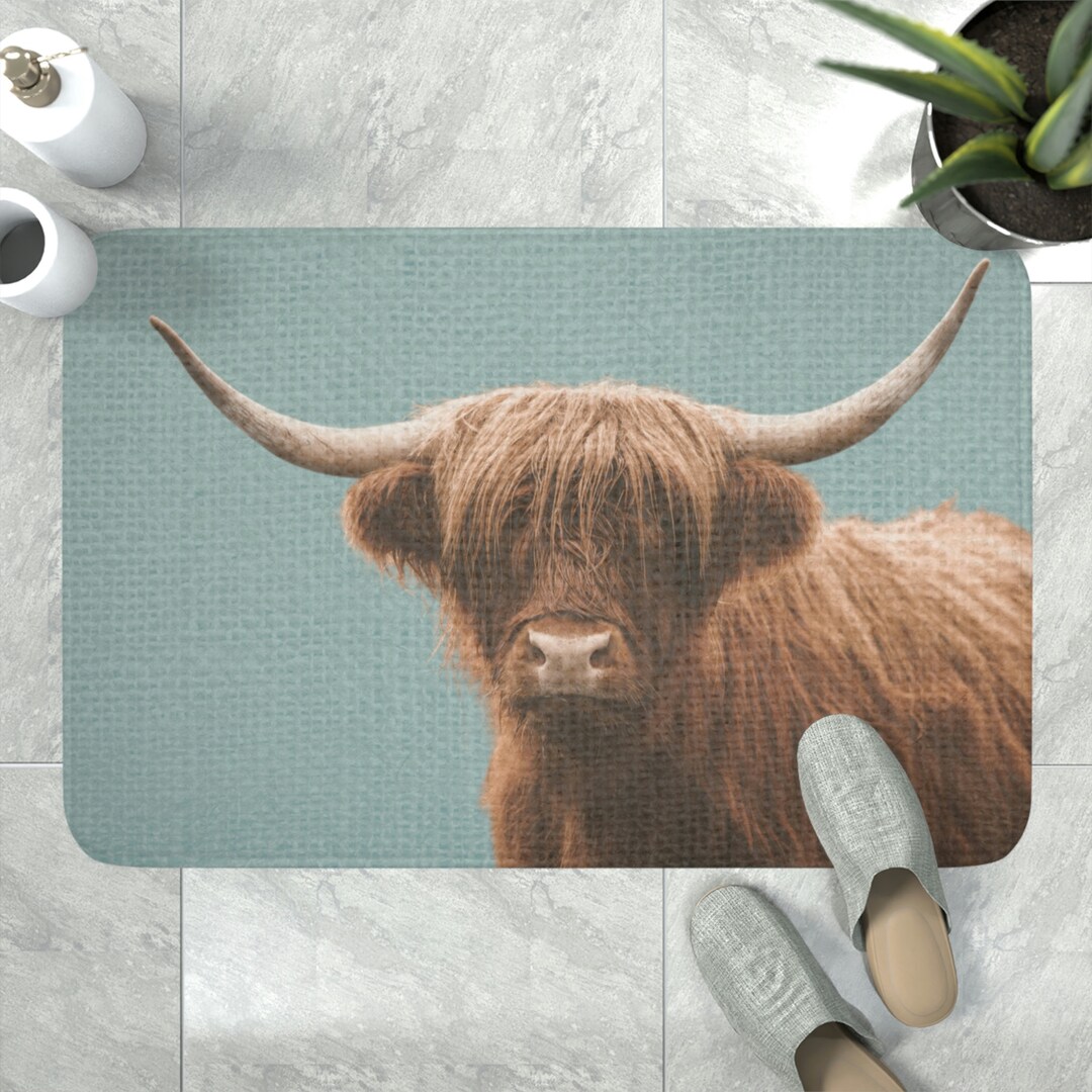 Fluffy Cow Bath Mat | Cute Animal Bath Mat | Fluffy Cow Bathroom Décor ...