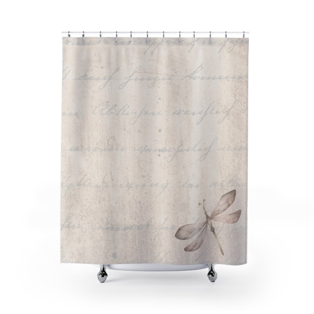 Vintage French Script Shower Curtain | Shabby Chic Bathroom Decor ...