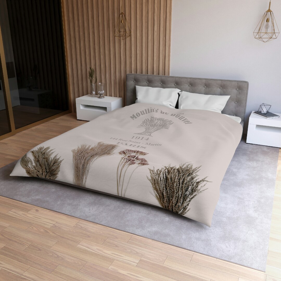 French Farmhouse Microfiber Duvet Cover | Pale Lavender Seed Sack Home ...
