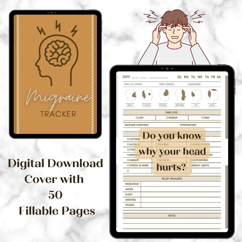 Migraine / Headache / Pain Tracker *DIGITAL DOWNLOAD PDF* Goodnotes ...