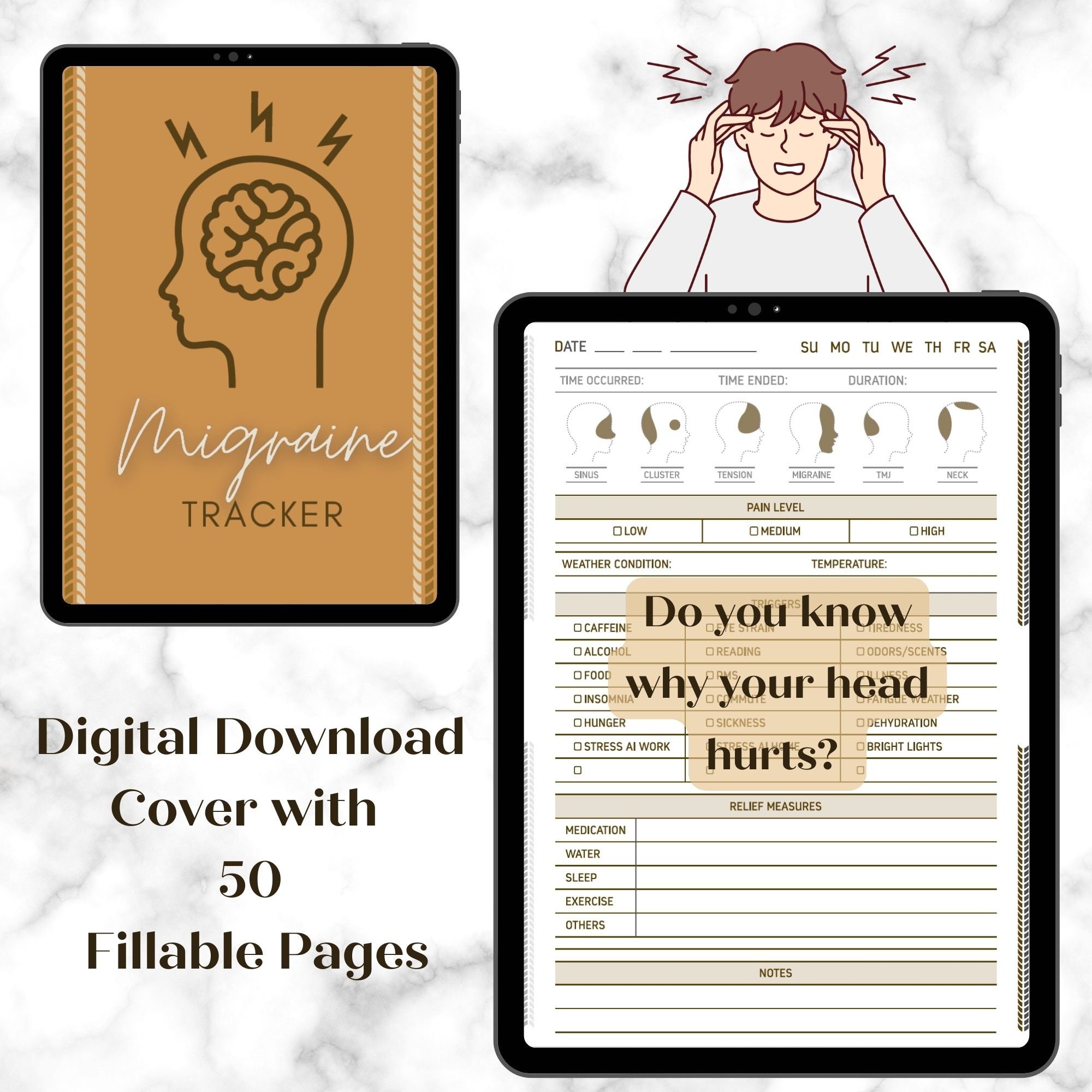 Migraine / Headache / Pain Tracker DIGITAL DOWNLOAD PDF Goodnotes ...