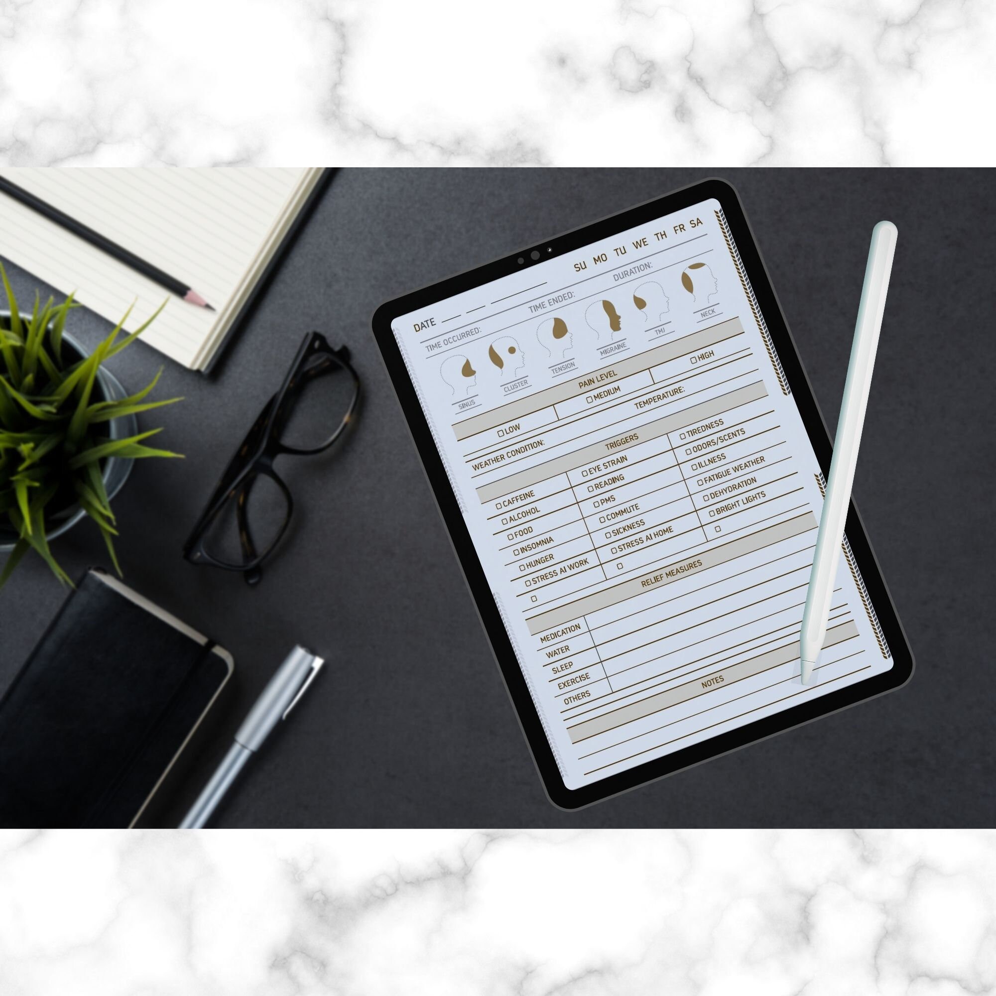 Migraine / Headache / Pain Tracker DIGITAL DOWNLOAD PDF Goodnotes ...