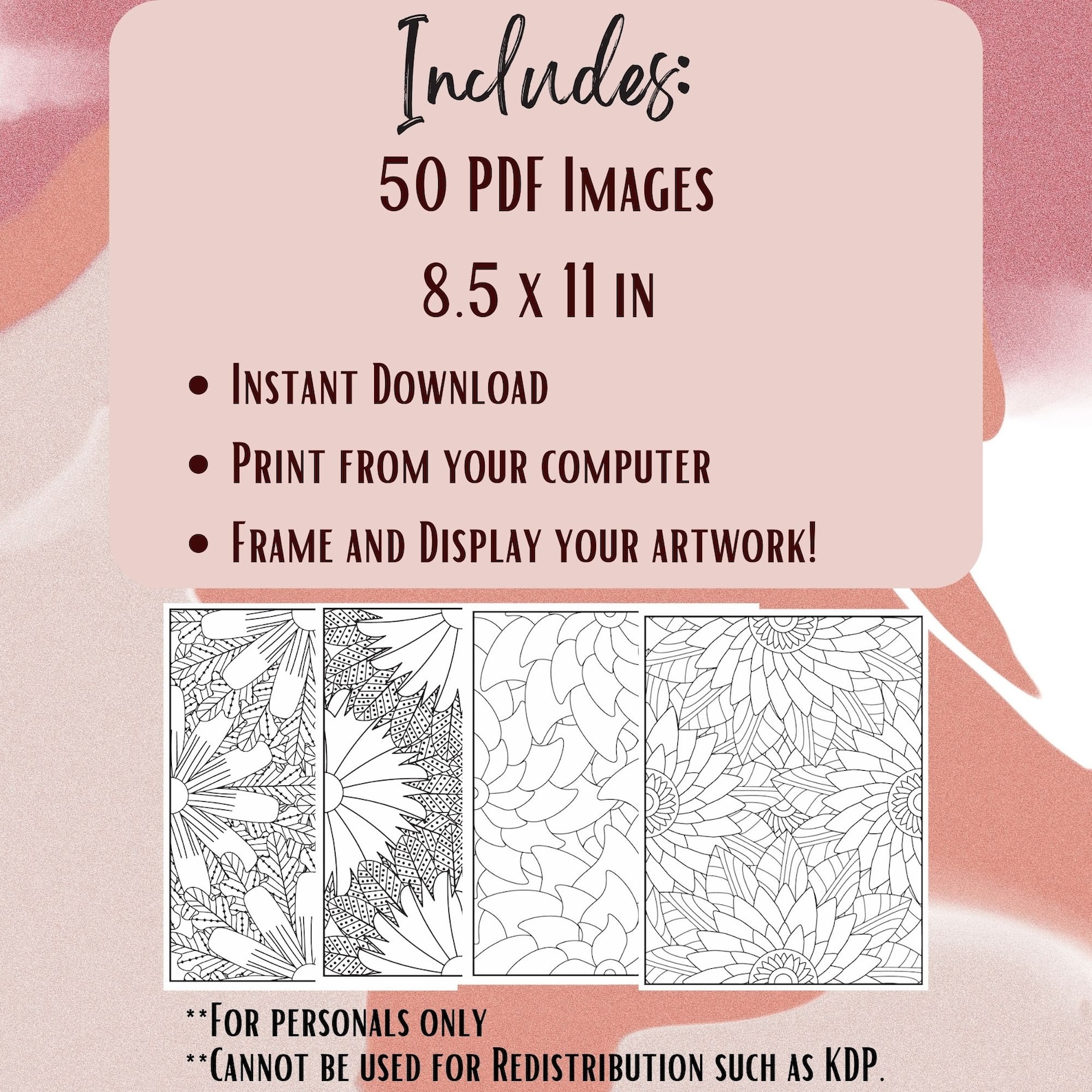 Abstract Flower Coloring Pages: Flowers Coloring Book | 50 Digital ...
