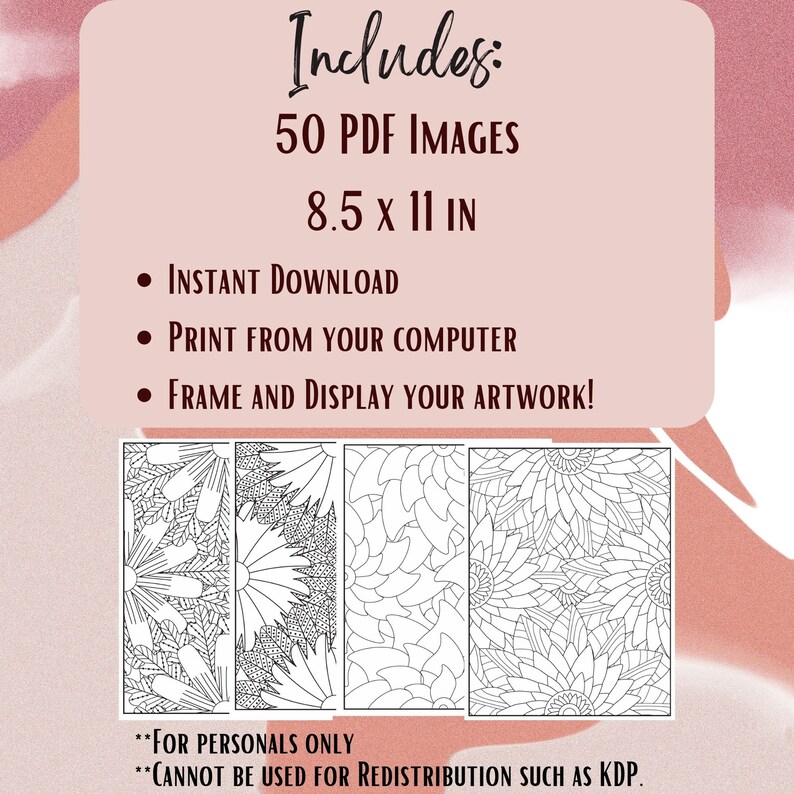 Abstract Flower Coloring Pages: Flowers Coloring Book | 50 Digital ...