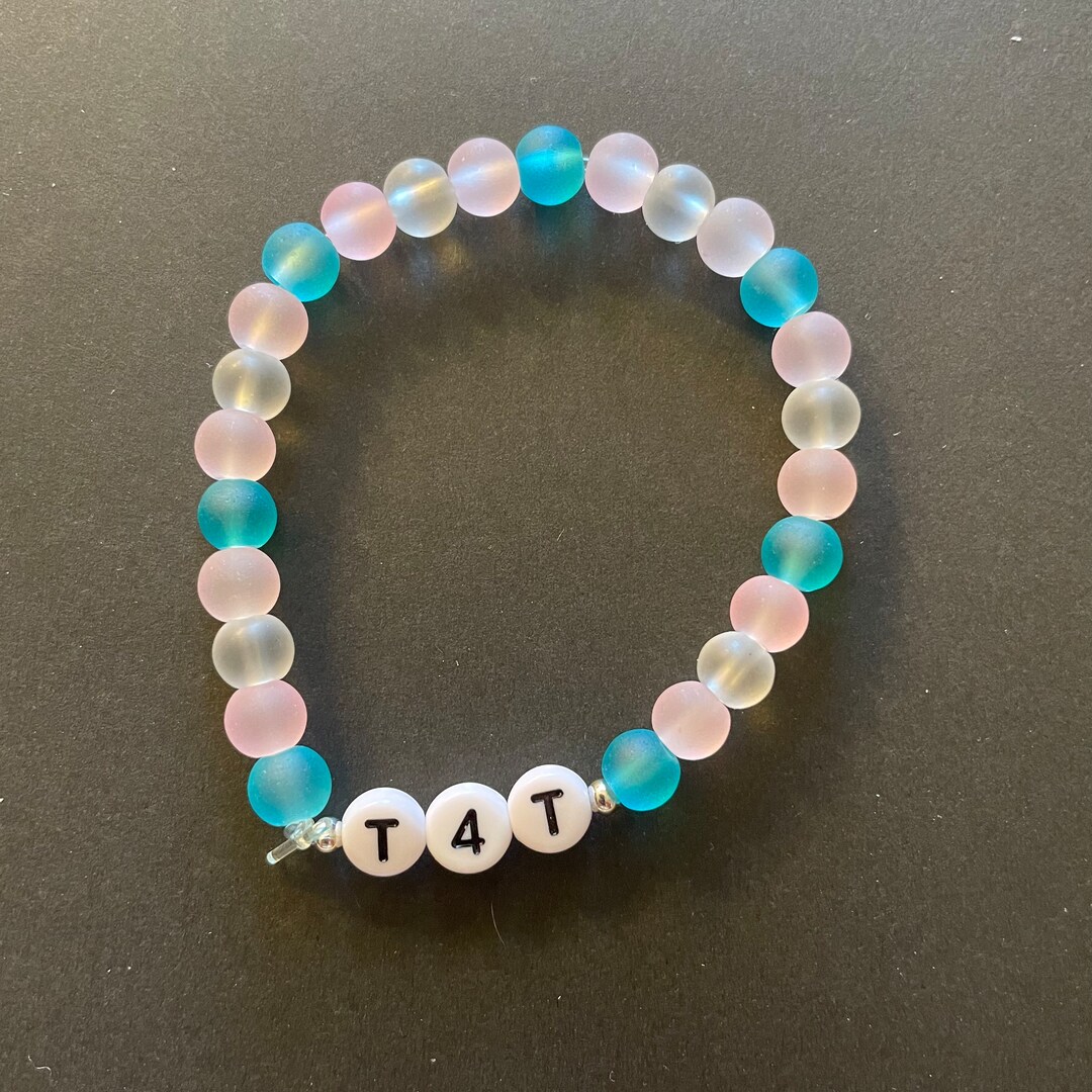 Trans Flag T4T Beaded Stretch Bracelet - Etsy