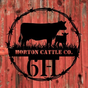 Cattle Brand Metal Sign, Custom Name Sign, Livestock Brand Metal Wall ...