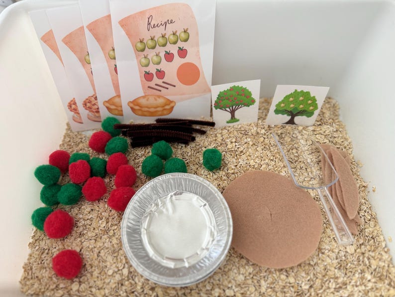 Apple Pie Sensory Bin Activity: Handmade by a Teacher Printable Recipe ...
