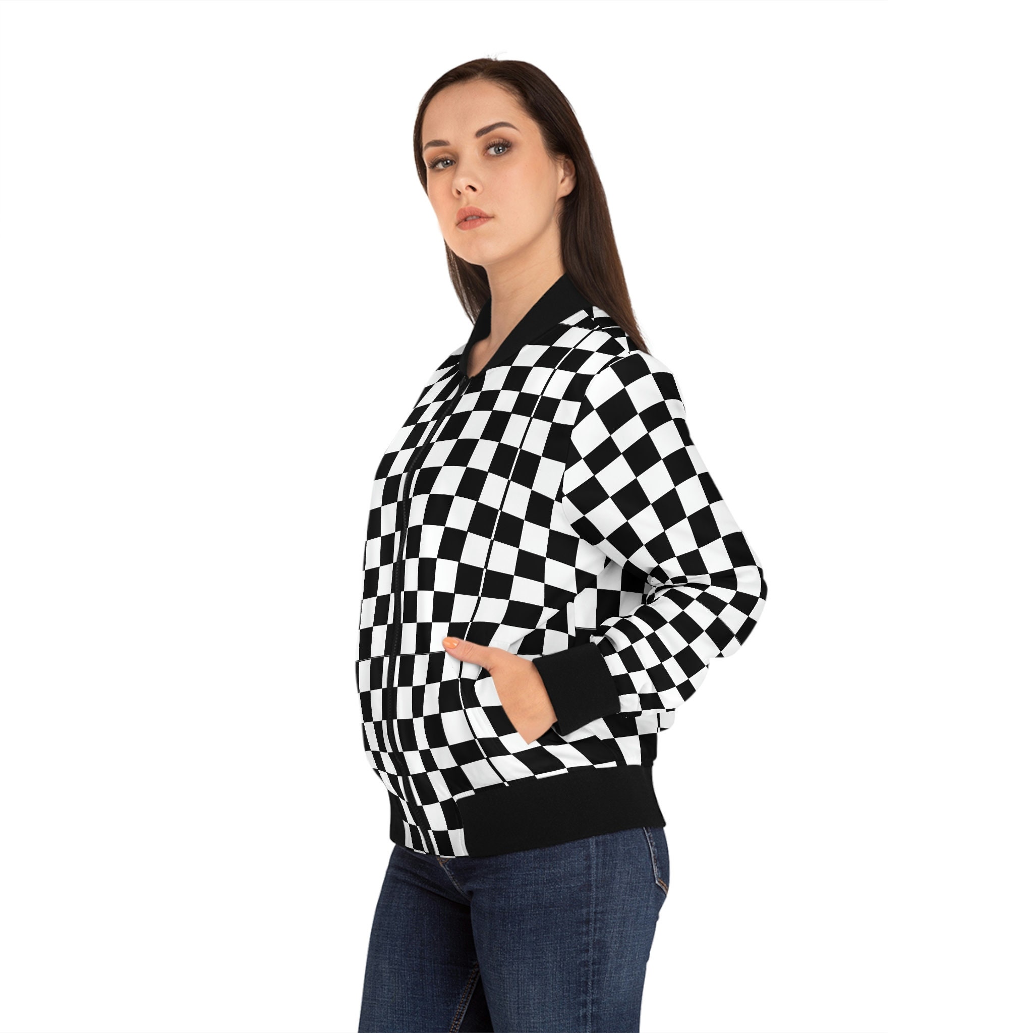 Checkered Women's Bomber Jacket sold by Hesther Silky Swordfish | SKU ...