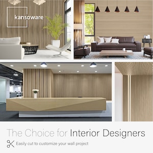 Kansoware Two Acoustic Wood Wall Veneer Slat Panels - Natural Oak | 94. ...