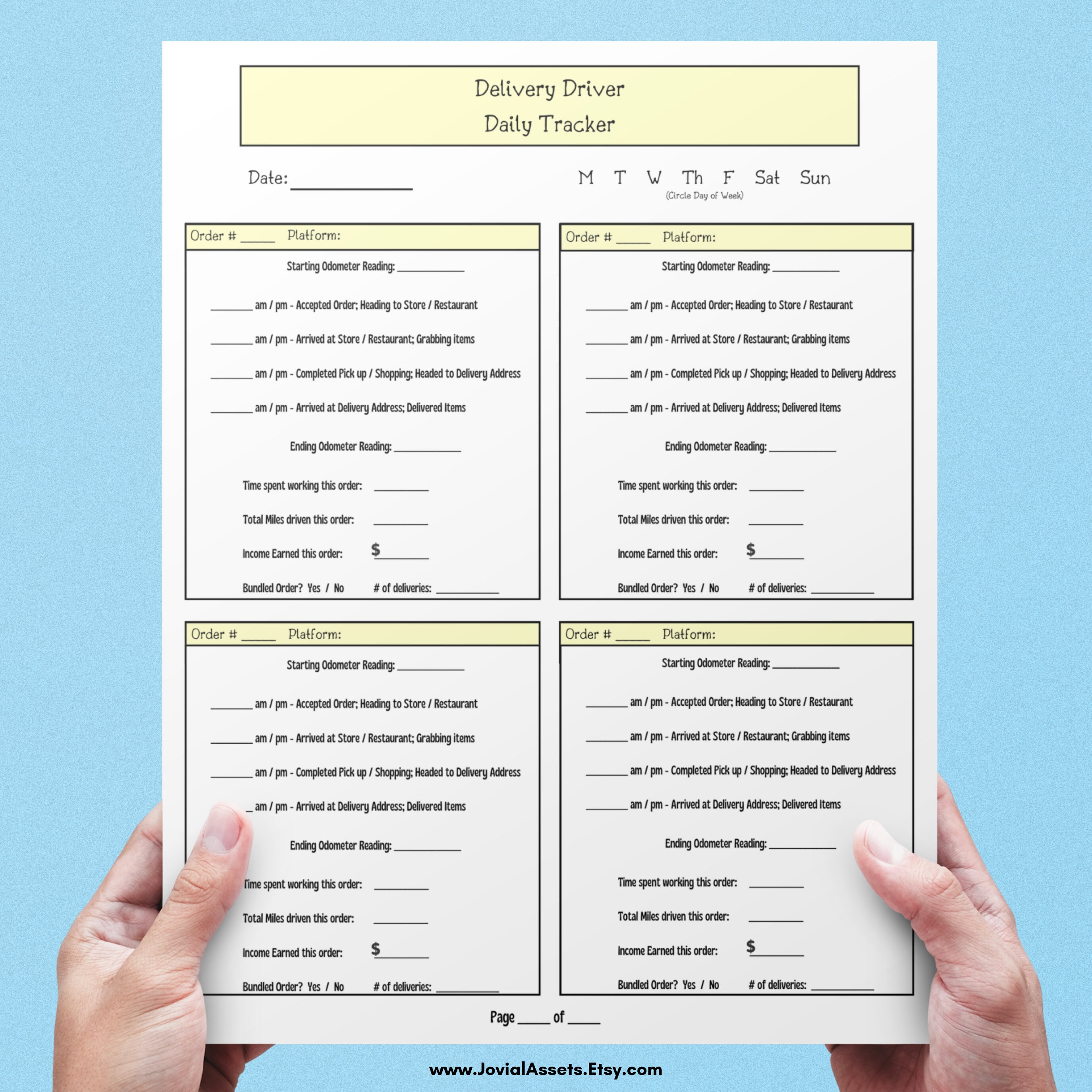 Delivery Driver Daily Tracker: Mileage & Income Log (PDF) - Etsy