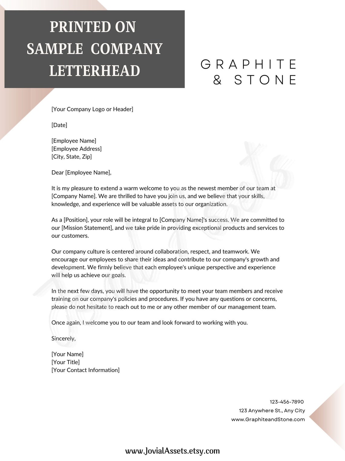 New Employee Welcome Letter Template: HR Business Document (digital ...
