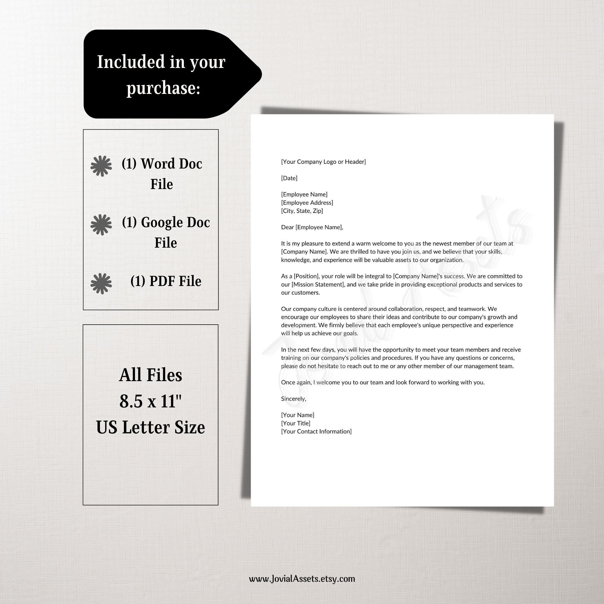 New Employee Welcome Letter Template: HR Business Document (digital ...